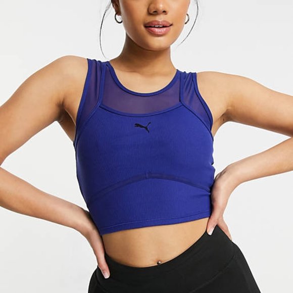 Puma | Tops | Puma Studio Layered Crop Top In Blue | Poshmark